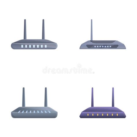 Router Icons Set Cartoon Vector Wireless Wi Fi Router Stock Vector Illustration Of Collection