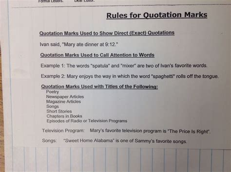 Rules For Quotation Marks
