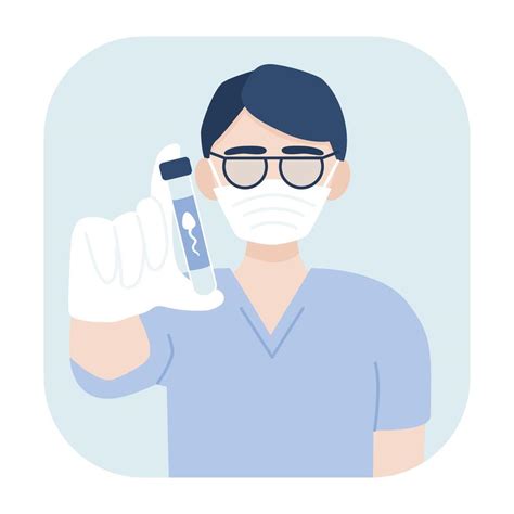 Sperm Test Analysis Doctor In A Glove Holds A Container With Sperm