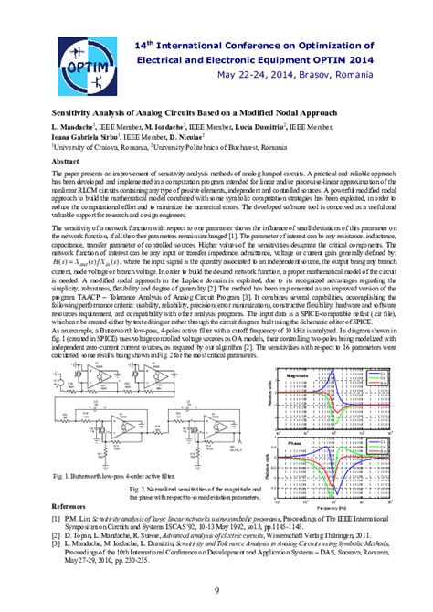 Pdf Sensitivity Analysis Of Analog Circuits Based On A Modified Nodal Approach Mihai