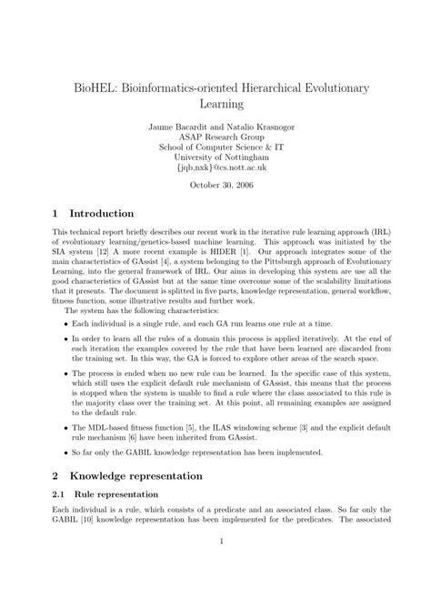 Pdf Biohel Bioinformatics Oriented Hierarchical Evolutionary Learning