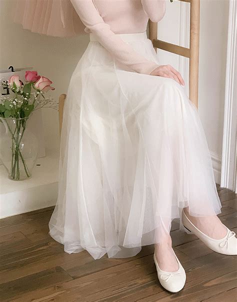 프롬데이원 레이느 발레리나 샤스커트a라인허리밴딩로맨틱룩데이트룩