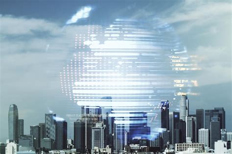 Premium Photo Multi Exposure Of Abstract Programming Language Hologram And World Map On Los