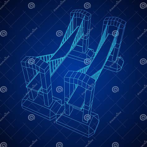 Bridge Connection Structure Wireframe Stock Vector Illustration Of