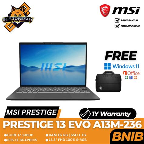 Jual Laptop Msi Prestige 13 Evo A13m 236 I7 1360p 161tb Irisxe W11ohs21 Shopee Indonesia