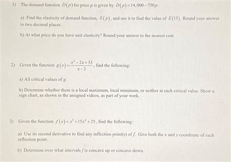 Solved 1 The Demand Function D P For Price P Is Given By Chegg Com