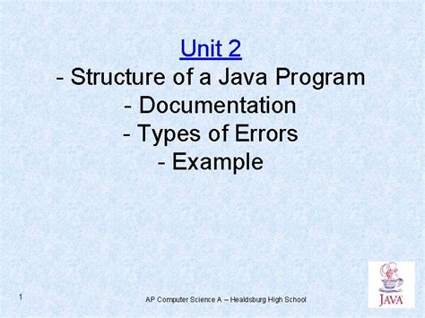 Unit 2 Structure Of A Java Program Documentation