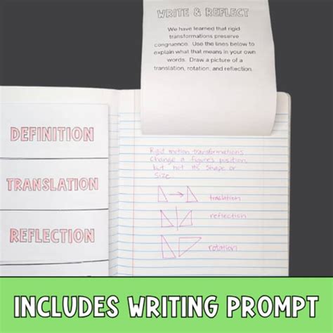 Rigid Motion Transformations Foldable Notes For Interactive Notebooks 8th Grade
