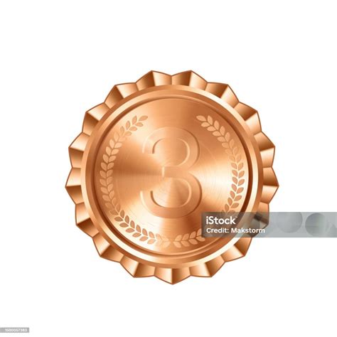 월계관과 숫자 3이 새겨진 사실적인 동메달 맞춤형 수상 및 창의적인 프로젝트를 위한 다재다능한 디자인 2에 대한 스톡 벡터 아트 및 기타 이미지 Istock