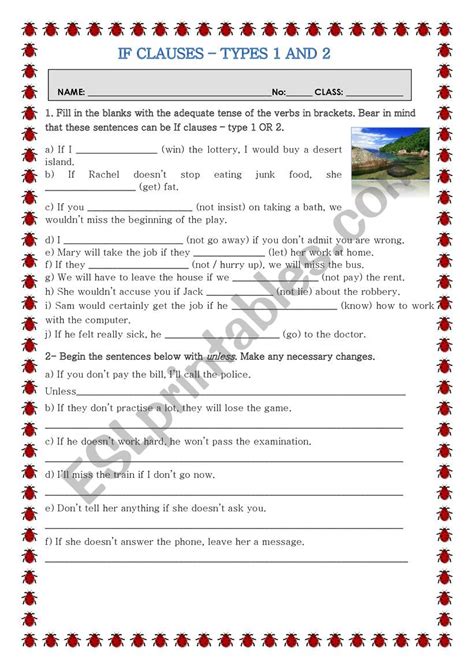If Clauses Type 1 And 2 Esl Worksheet By Mmngr