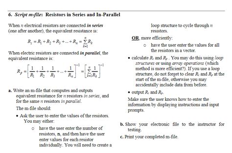 Solved 6 Script M File Resistors In Series And In Parallel