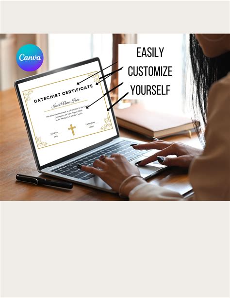 Editable Catechism Certificate Religious Gold Template Digital Download Etsy