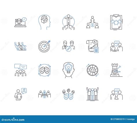 Collaborative Organization Line Icons Collection Synergy Partnership
