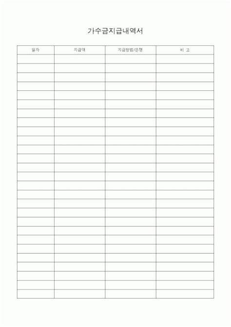 경리 가수금지급내역서