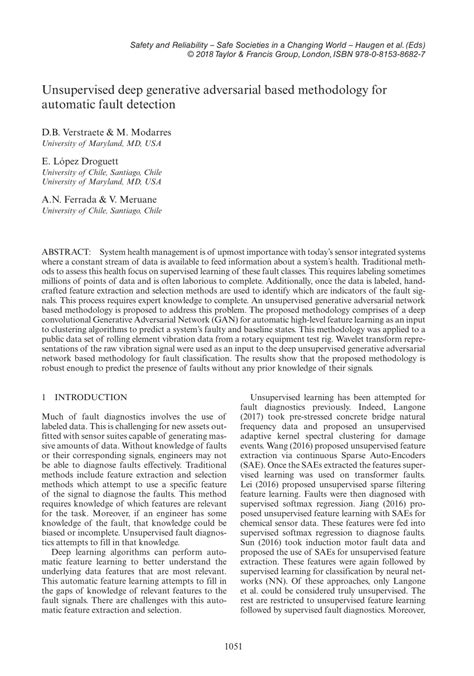 pdf unsupervised deep generative adversarial based methodology for automatic fault detection