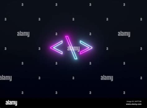 Neon Programming Code Icon 3d Render Stock Photo Alamy