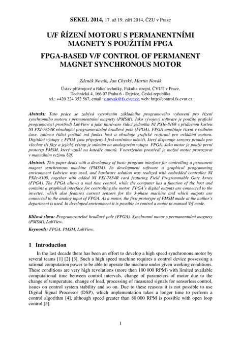 pdf u f ŘÍzenÍ motoru s permanentnÍmi magnety s pouŽitÍm fpga fpga
