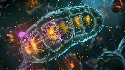 An Immunofluorescence Image Of A Cell Undergoing Cellular Respiration With Bright Spots