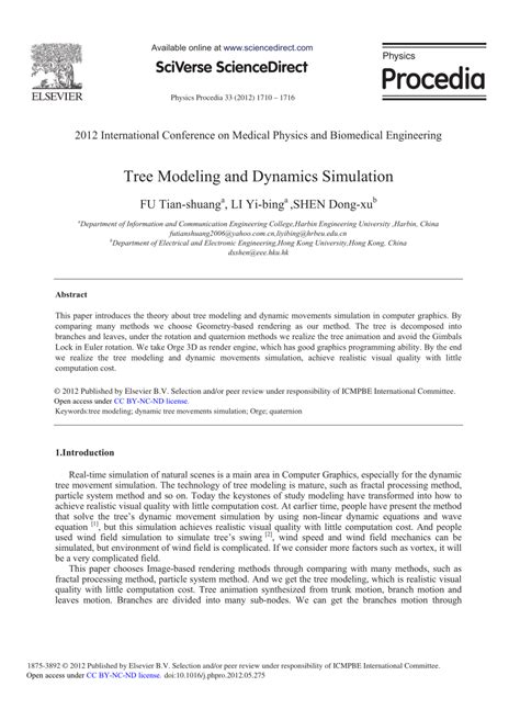 Pdf Tree Modeling And Dynamics Simulation