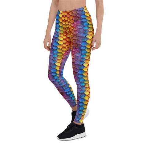 Rainbow Scales Leggings Womens Leggings Gearbunch