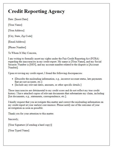 Letter Template For Correcting Inaccurate Credit Information Free Samples In Pdf Letterin