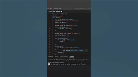 C Program To Search Array Element From An Array Array In C Youtube