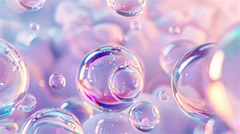 floating liquid blobs of holographic pastel pastel soap bubbles and