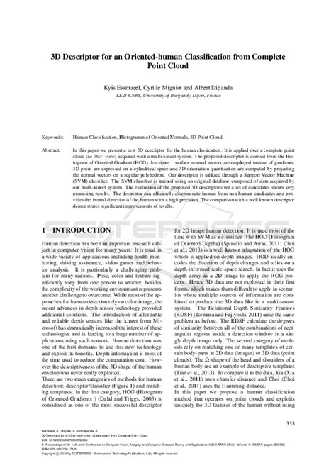 Pdf 3d Descriptor For An Oriented Human Classification From Complete Point Cloud