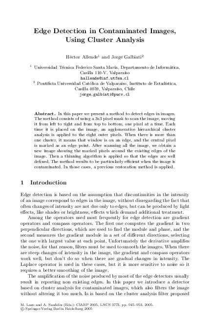 Pdf Edge Detection In Contaminated Images Using Cluster Analysis Héctor Allende Olivares
