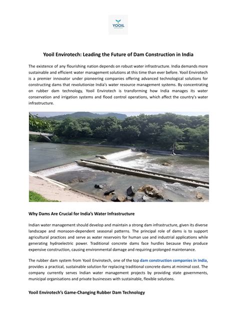 Ppt Yooil Envirotech Leading Dam Construction In India Powerpoint Presentation Id14076240