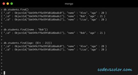 mongodb find method introduction codevscolor