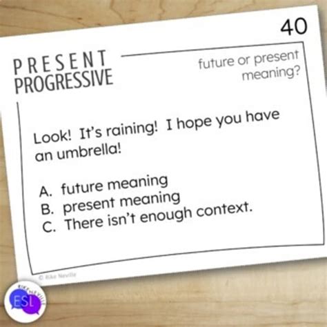 Present Progressive Review Grammar Task Cards For Adult Esl Present