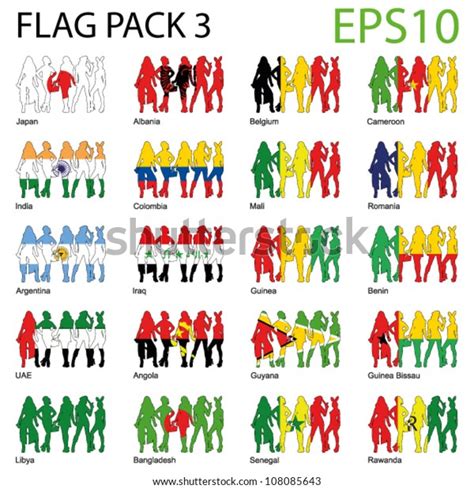 Eps10 Sexy Woman World Flags Pack Stock Vector Royalty Free 108085643