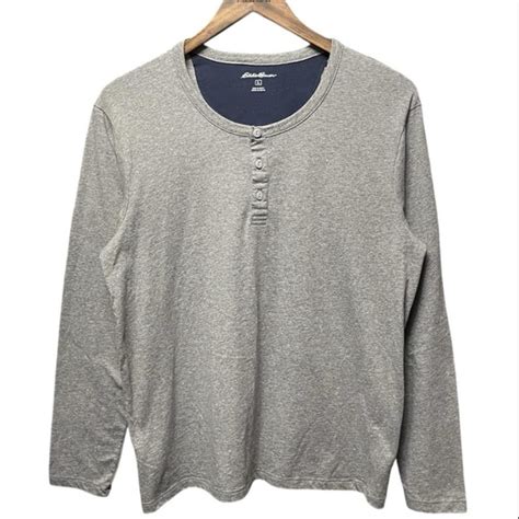 Eddie Bauer Shirts Plain Blank Gray Eddie Bauer Long Sleeve Three