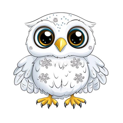 Cheerful Cartoon Snowy Owl Illustration Stock Illustration