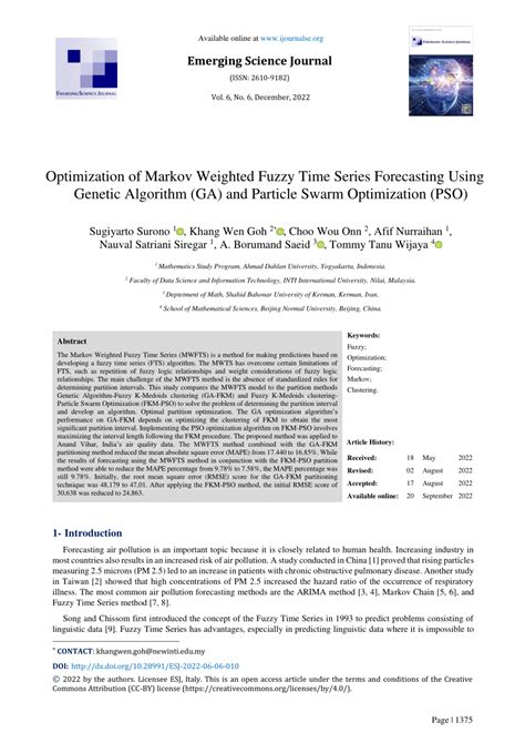 PDF Optimization Of Markov Weighted Fuzzy Time Series Forecasting