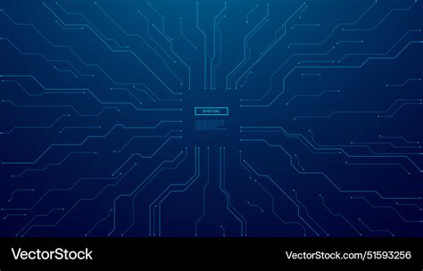 Circuit Connected Lines On Technology Blue Vector Image