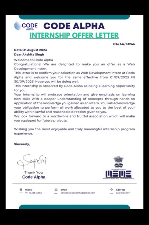 Excited To Announce That Ive Accepted An Offer For A Web Development Internship With Codealpha