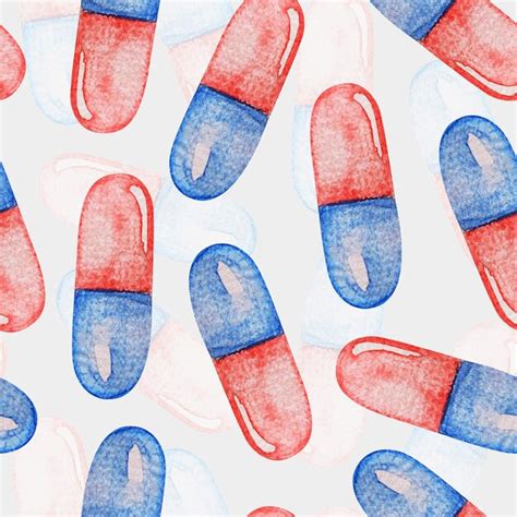 Premium Photo Pill Capsule Medicine Watercolor Seamless Pattern