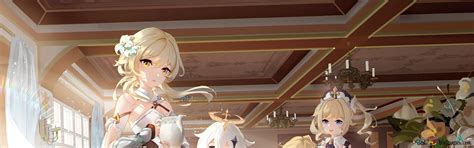 Lumine Paimon With Barbara Jean Genshin Impact Anime Video Game K Wallpaper Download