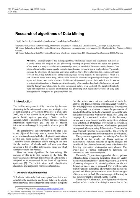 pdf research of algorithms of data mining