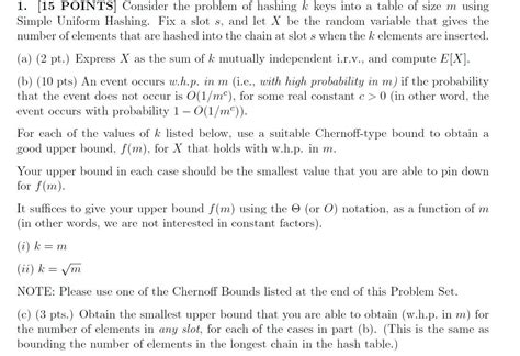 Solved 1 15 Points Consider The Problem Of Hashing K