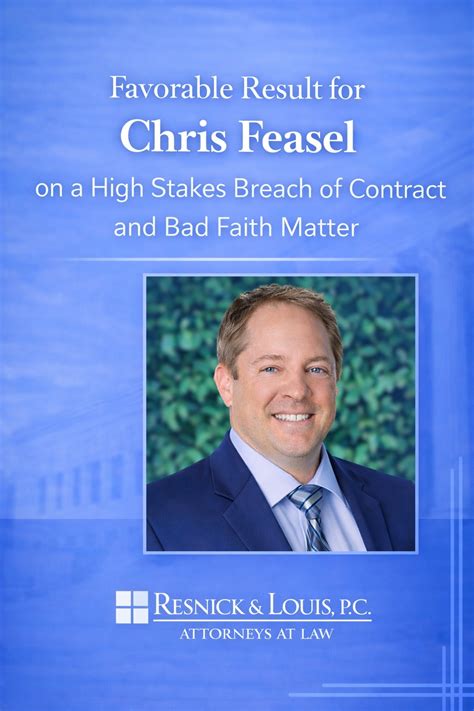 Favorable Result In Ca For Chris Feasel On Breach Of Contract And Bad