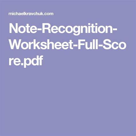 Note Recognition Worksheet Full Scorepdf Worksheets Recognition Notes
