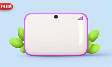 데스크톱 태블릿 빈 화면 모니터 템플릿입니다 최신 컴퓨터 모니터 현실적인 3d 만화 스타일 디자인 파란색 배경에 격리되어