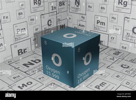 3d Rendering Of The Elements Of The Periodic Table Oxygen Background For Education Science