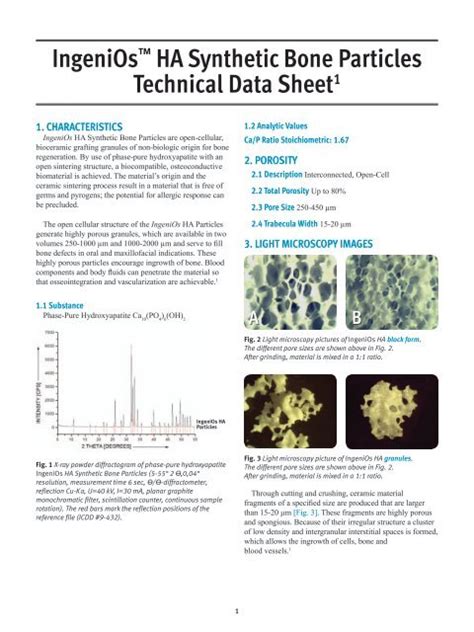Ingenios™βha Synthetic Bone Particles Technical Data Implacom