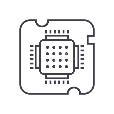 Cpu Socket Chip Vector Line Icon Sign Illustration On Background Editable Strokes Stock