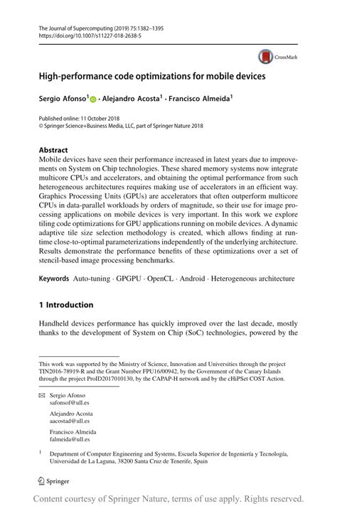 High Performance Code Optimizations For Mobile Devices Request Pdf