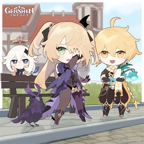 Aether Paimon Fischl And Oz Genshin Impact Danbooru